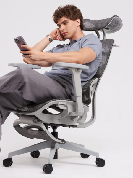 Ergonomiczny fotel Paradox Ergo One Grey Mesh z pełną regulacją – Paradox24